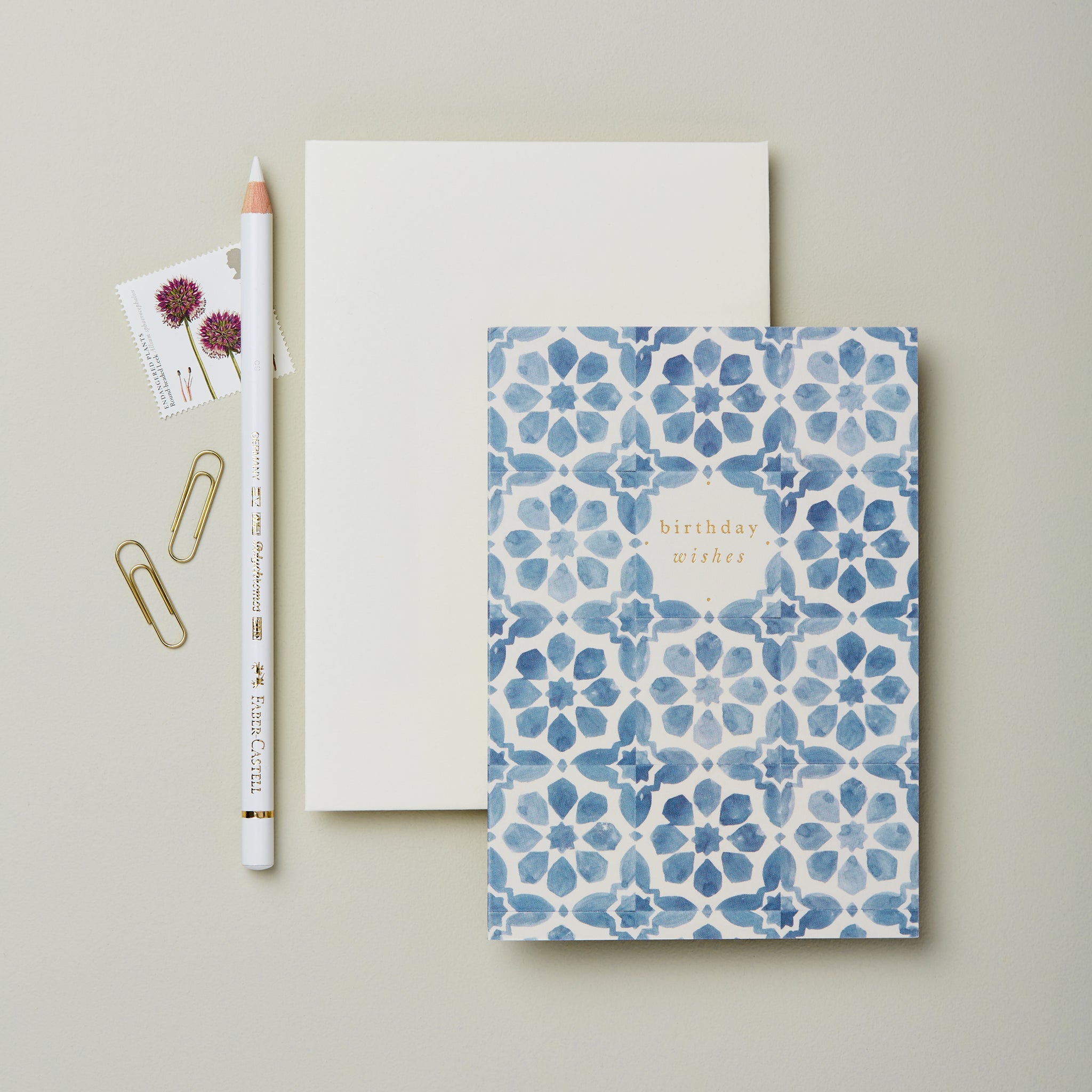 Blue Tile 'Birthday Wishes' – Wanderlust Paper Co.