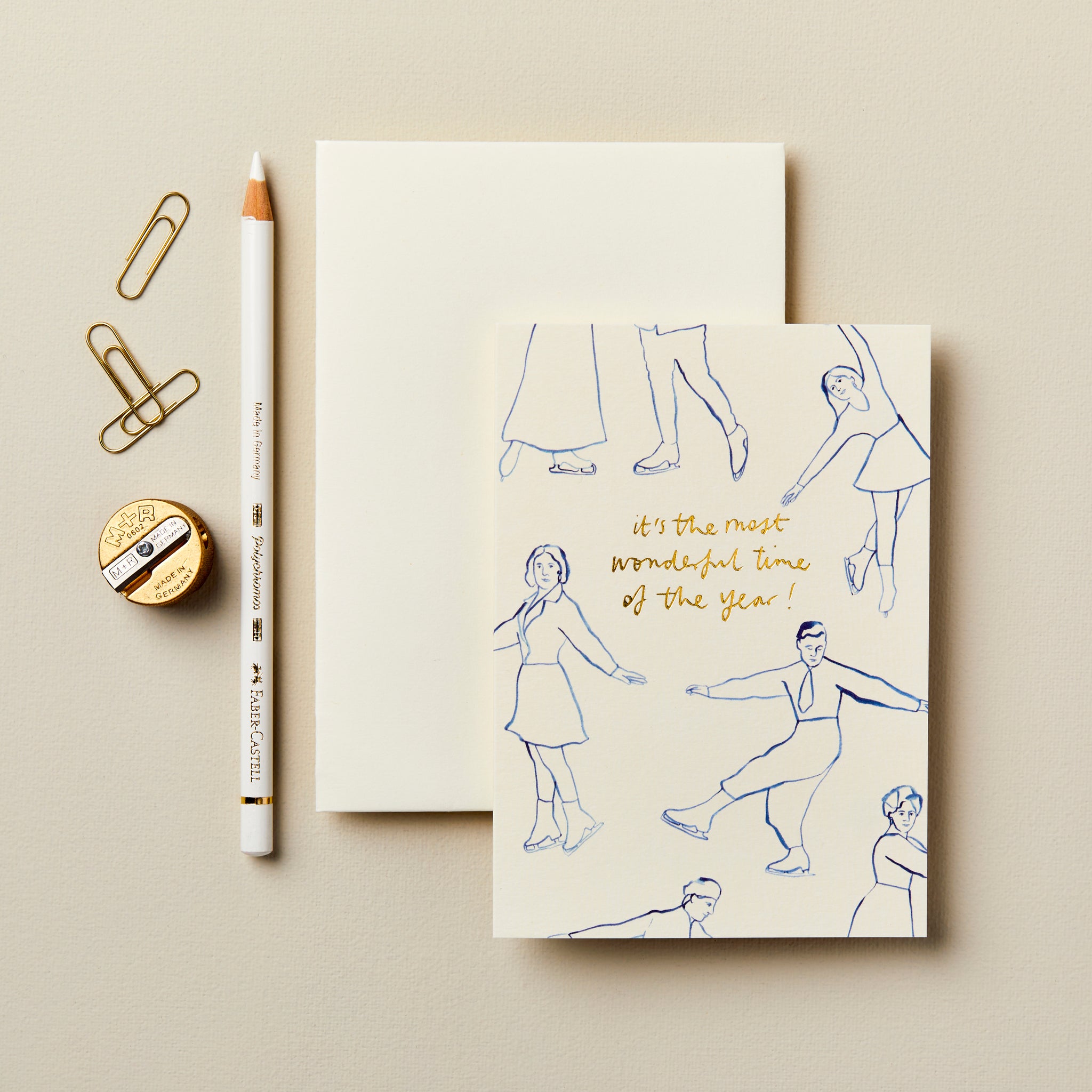Set of Cream and Blue Christmas Cards – Wanderlust Paper Co.